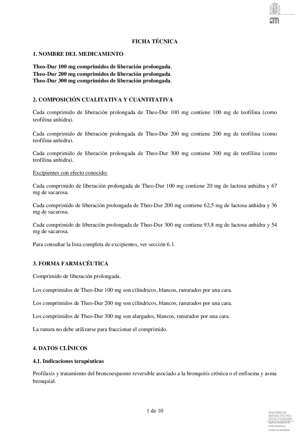 Composición y dosificación de Theo-Dur: guía para el uso seguro ...