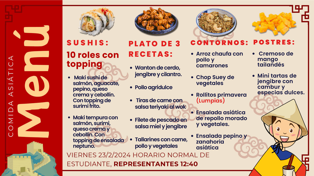 Menú Especial de Comida Asiática | Ejercicios de Matemáticas Orientadas ...