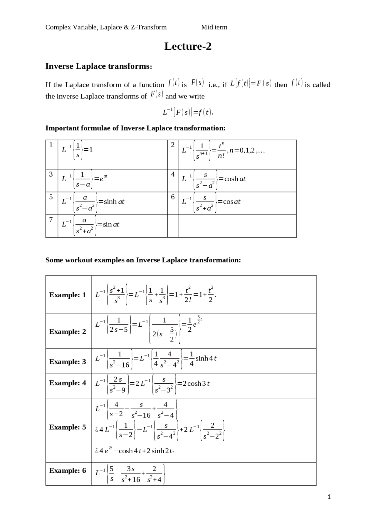 Inverse Laplace Transforms and Applications | Exercises Mathematics ...