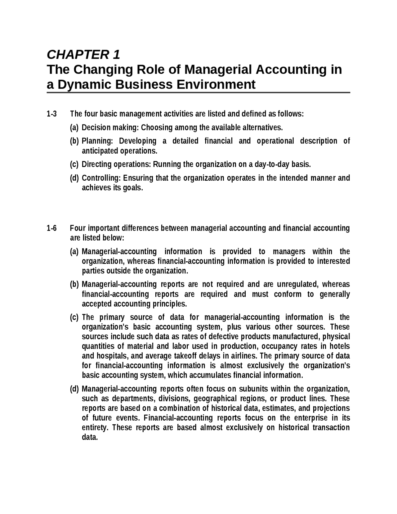 Managerial accounting | Summaries Accounting | Docsity