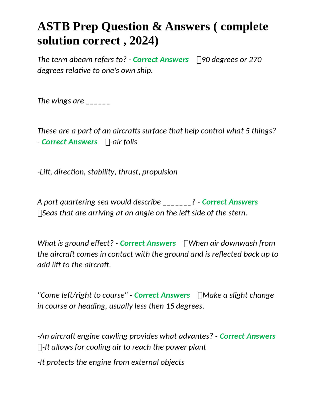 ASTB Prep Questions and Answers for Aviation and Naval Studies | Exams ...