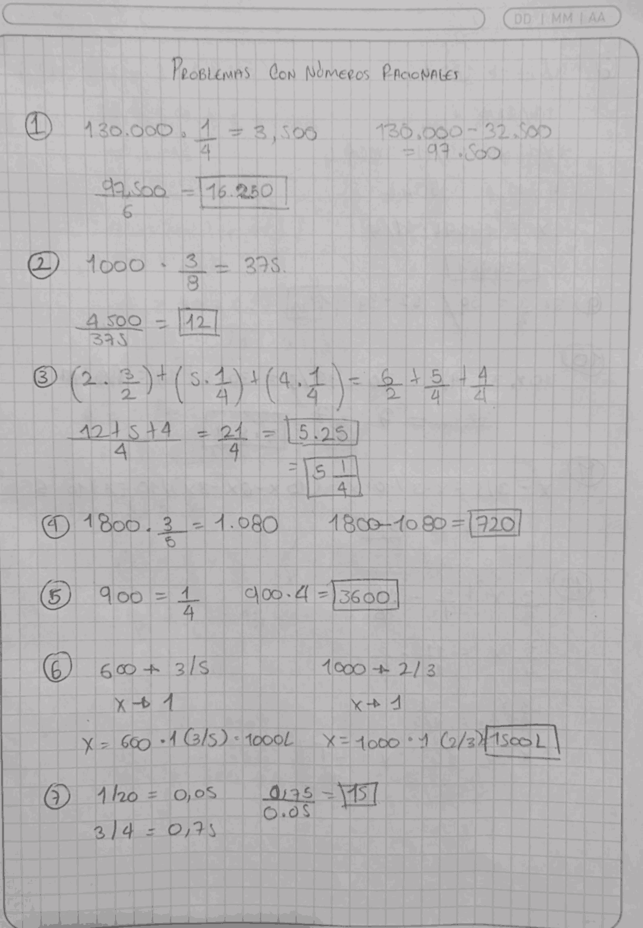 EJERCICIOS NUMEROS RACIONALES | Ejercicios de Matemáticas | Docsity