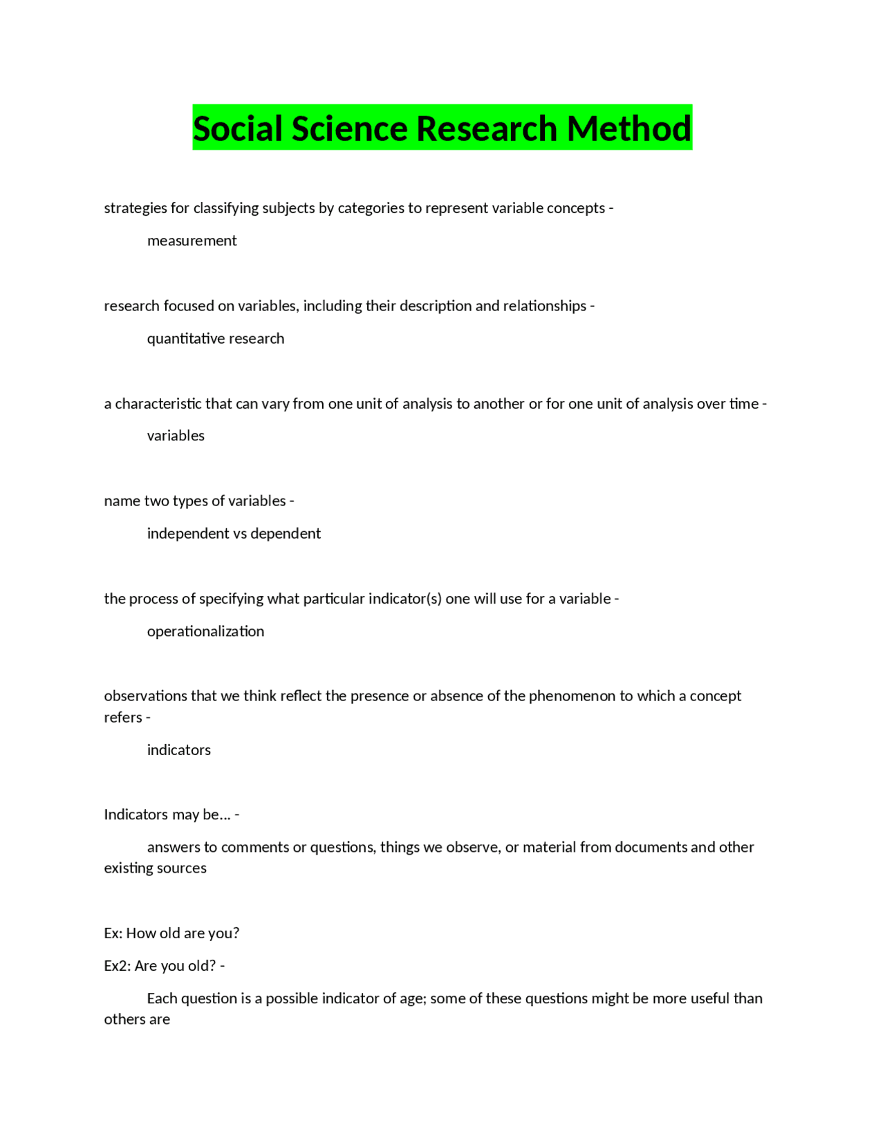 Social Science Research Methods | Exams Social Work | Docsity