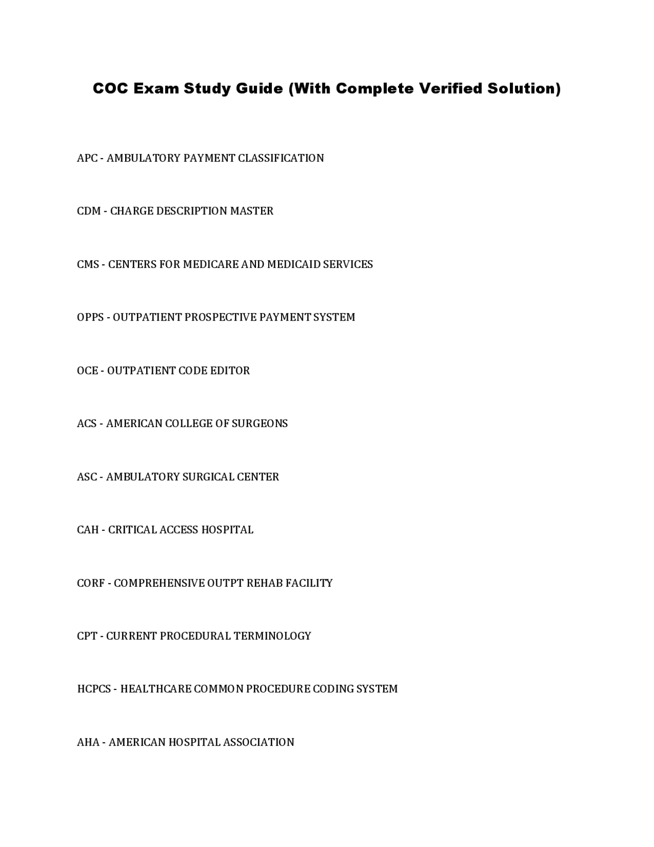 COC Exam Study Guide (With Complete Verified Solution) | Exams Health ...