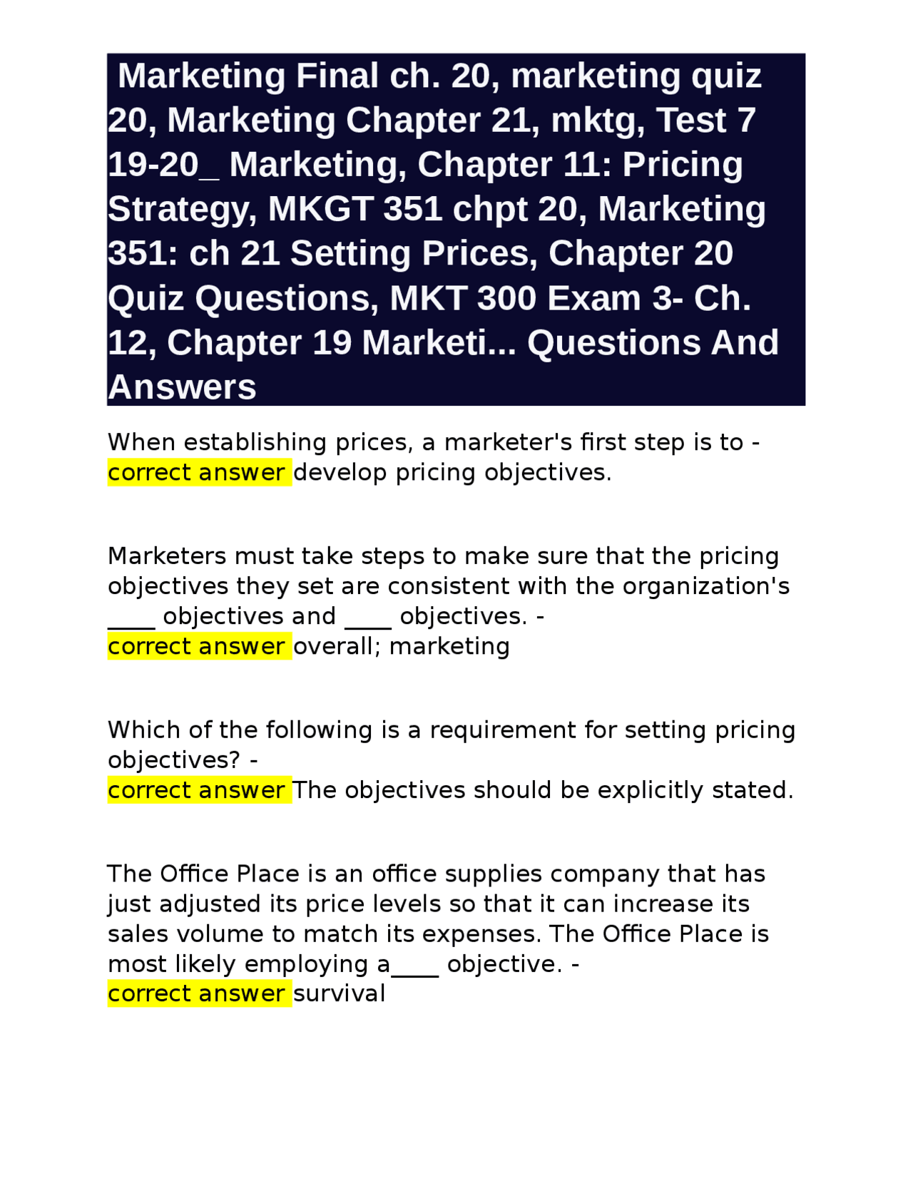 Marketing Final ch. 20, marketing quiz 20, Marketing Chapter 21, mktg ...