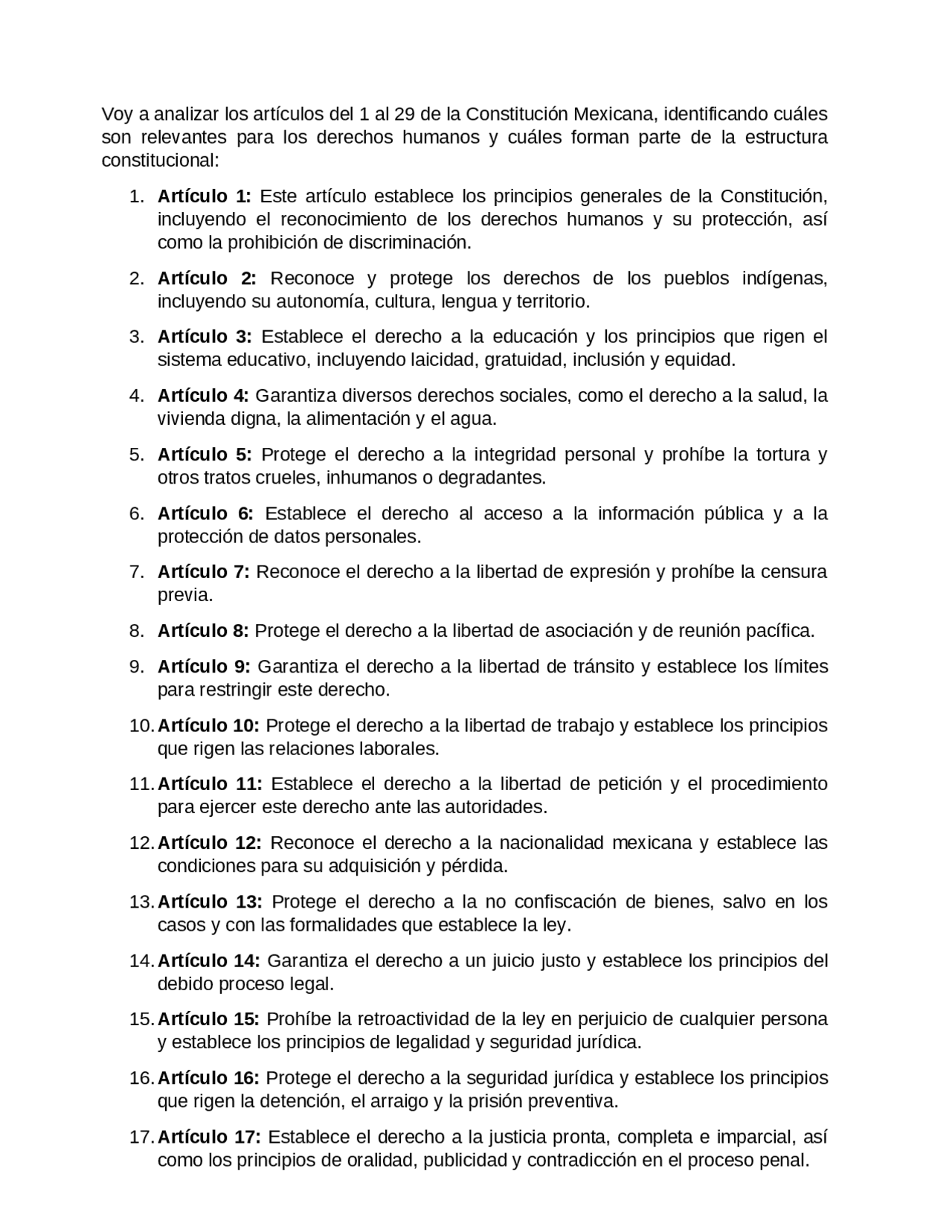 una breve explicacion acerca del articulo 1 al 29 y que relacion tiene ...