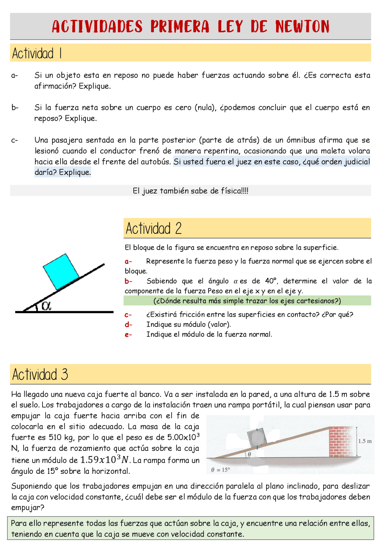 Actividades de fisica de practico | Ejercicios de Física | Docsity