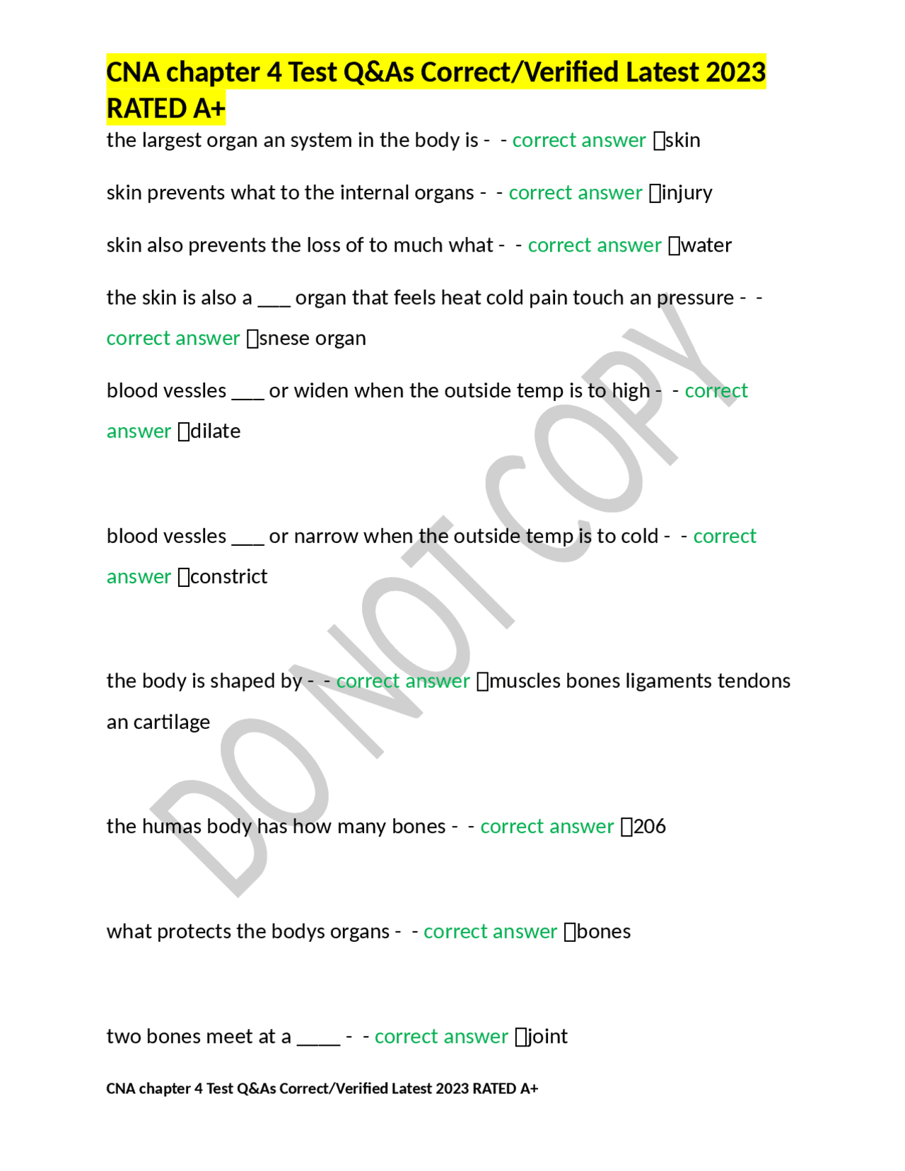 CNA Chapter 4 Test Q&As: Anatomy, Physiology, and Common Conditions ...