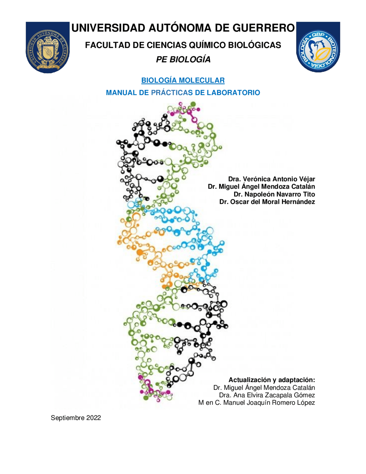 Manual de prácticas de Biología Molecular en la Universidad Autónoma de Guerrero - Prof. M ...