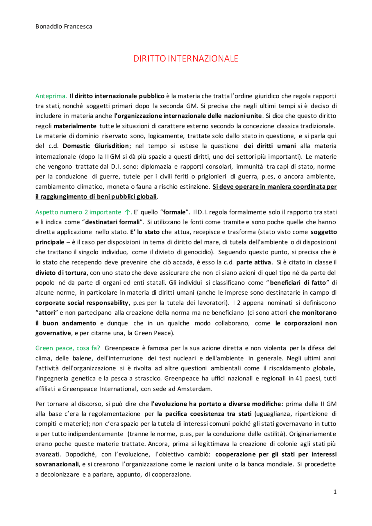 File idoneo a superare esame | Dispense di Diritto Internazionale | Docsity
