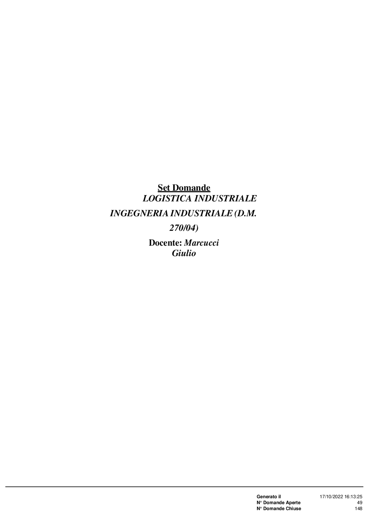 Paniere e fuori paniere LOGISTICA INDUSTRIALE prof. Marcucci Giulio ...