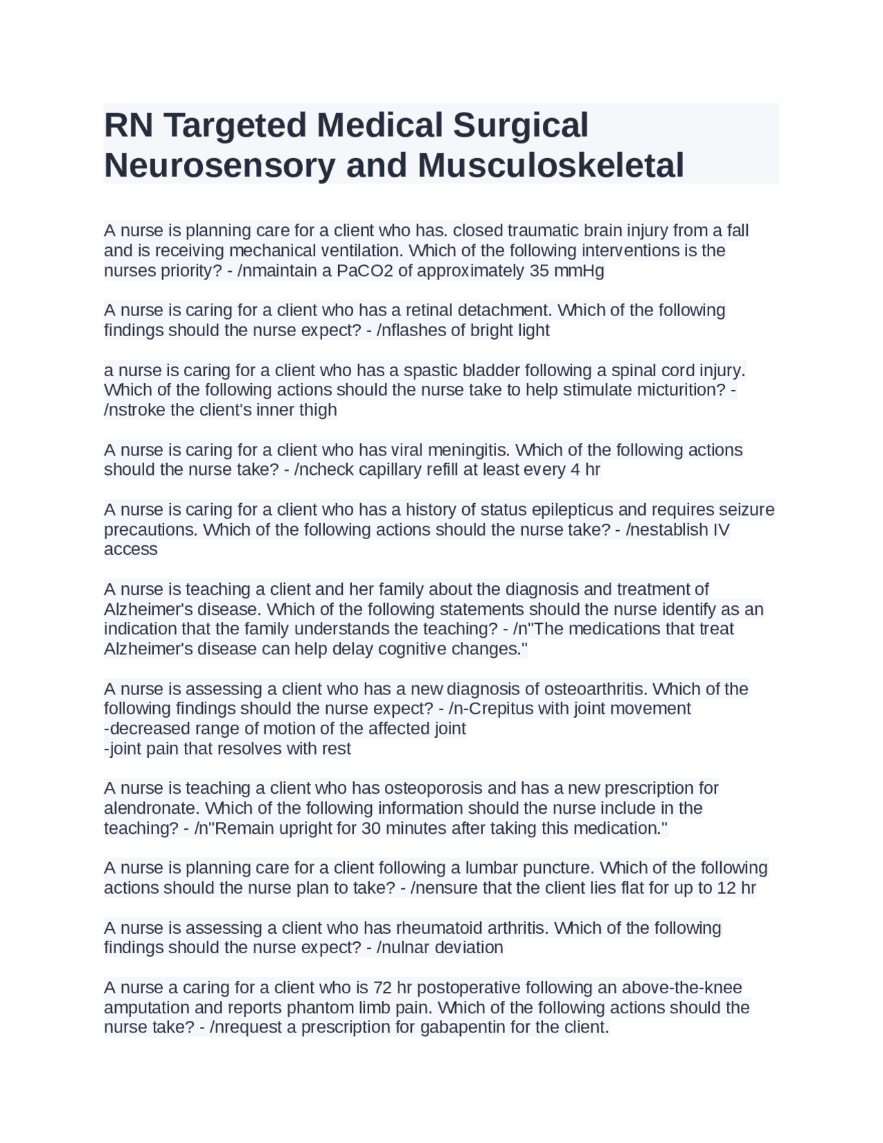 Nursing Care for Various Health Conditions: Prioritizing Interventions ...
