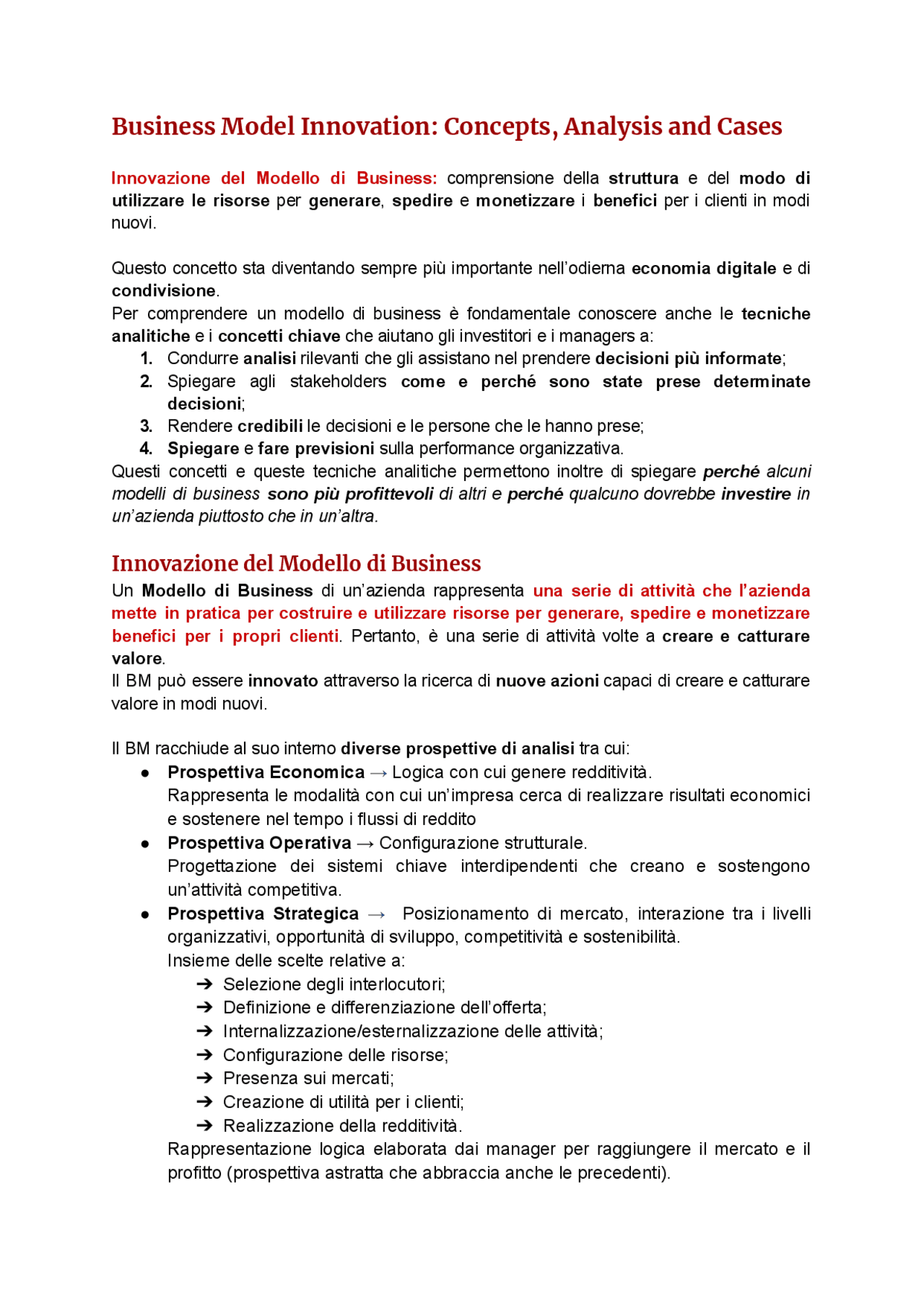 Riassunto dei primi 5 capitoli del libro "Business Model Innovation" di ...