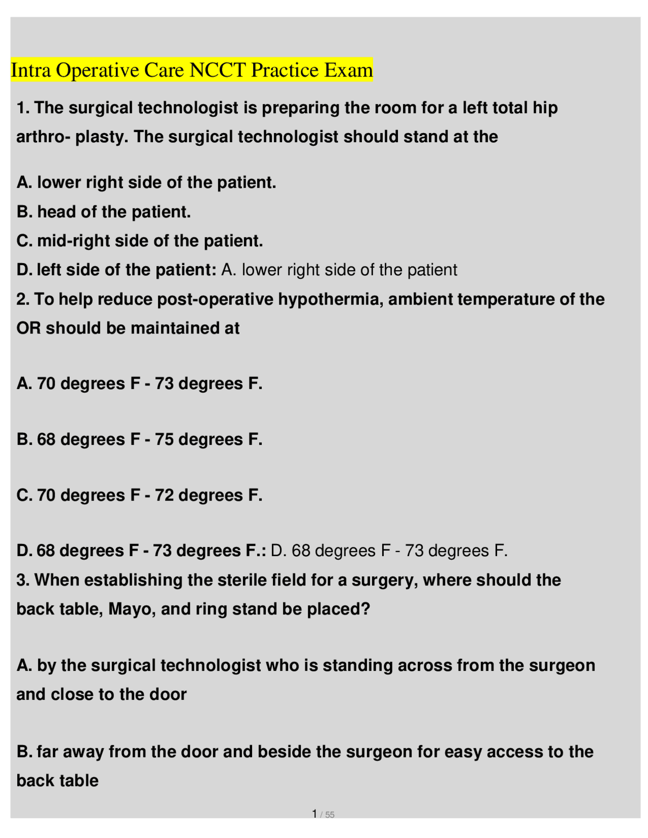 Intra Operative Care NCCT Practice Exam: Identifying Medical Supplies ...
