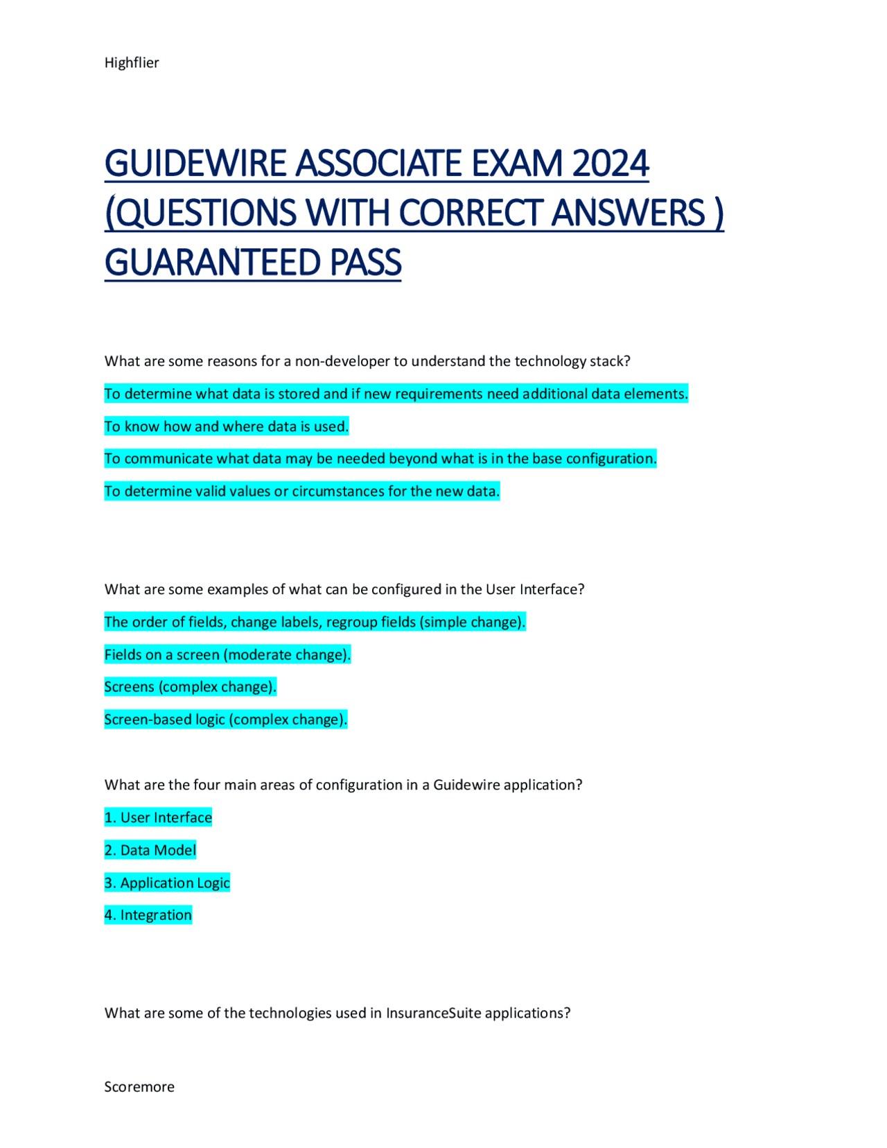 Guidewire Associate Exam 2024 Questions With Correct Answers