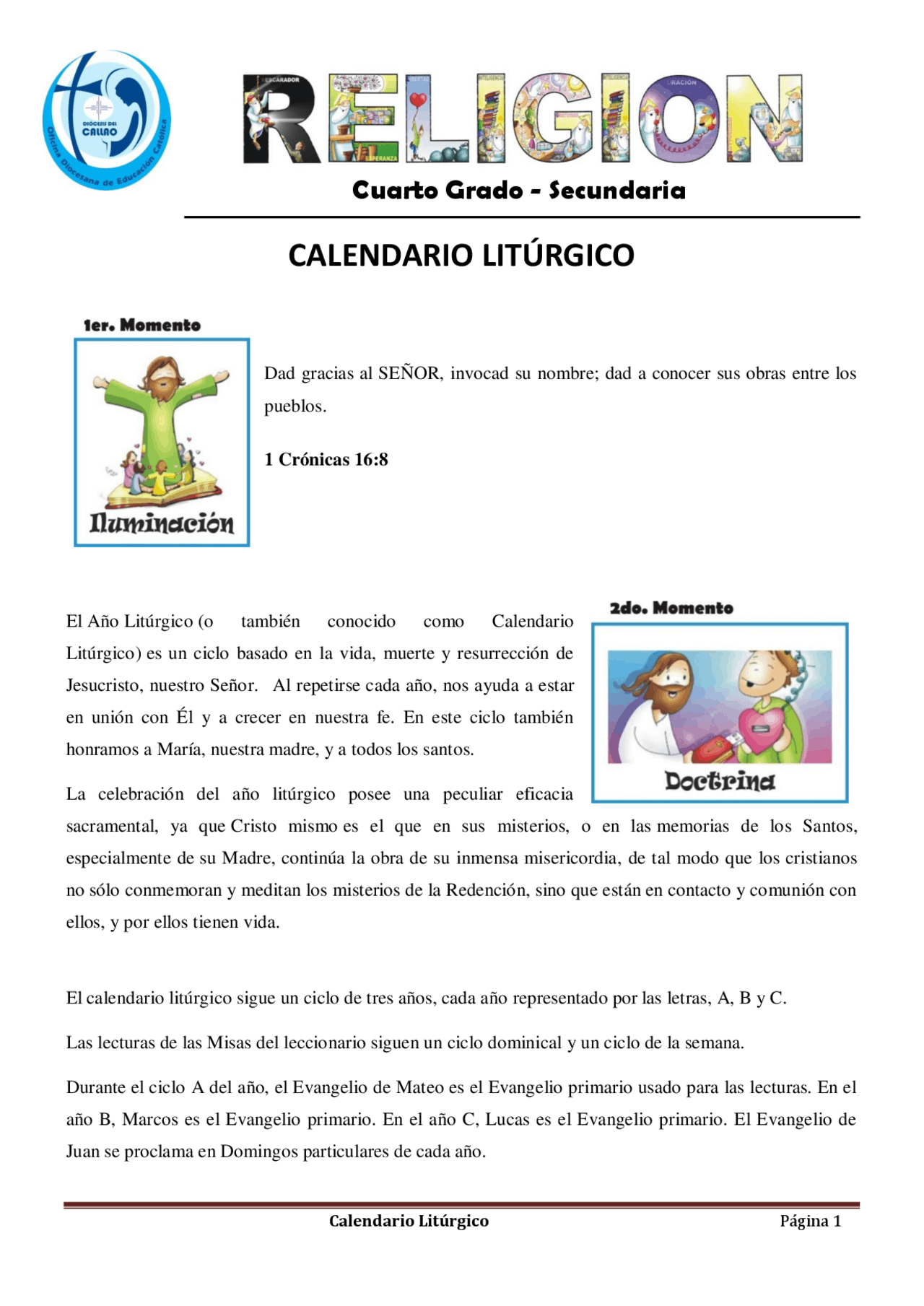 Es una ficha de trabajo que servirá para trabajar en clase de religión ...