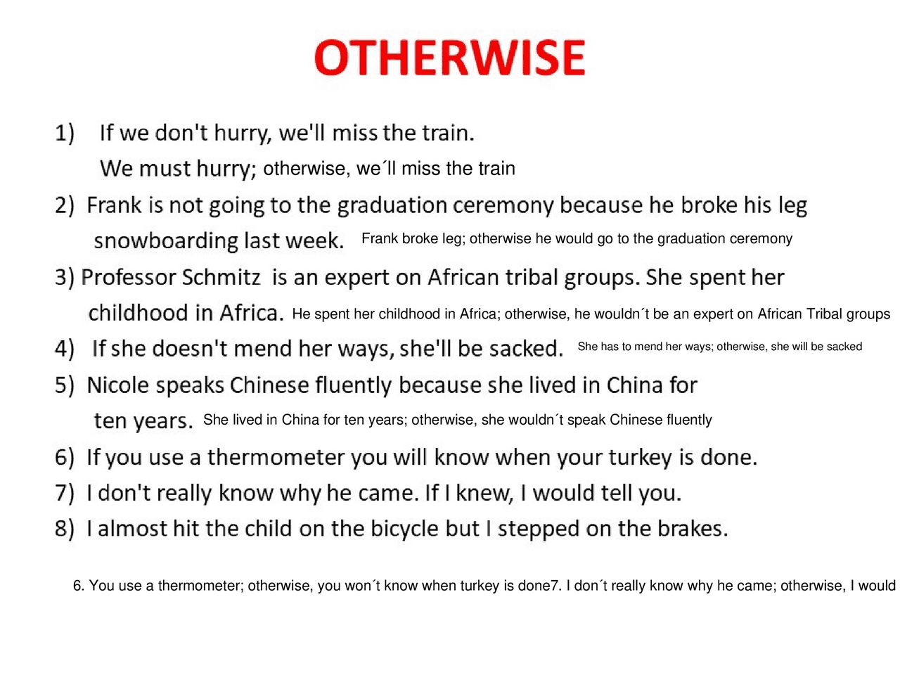 Práctica coon ejemplos de "otherwise" | Apuntes de Lengua y Literatura ...