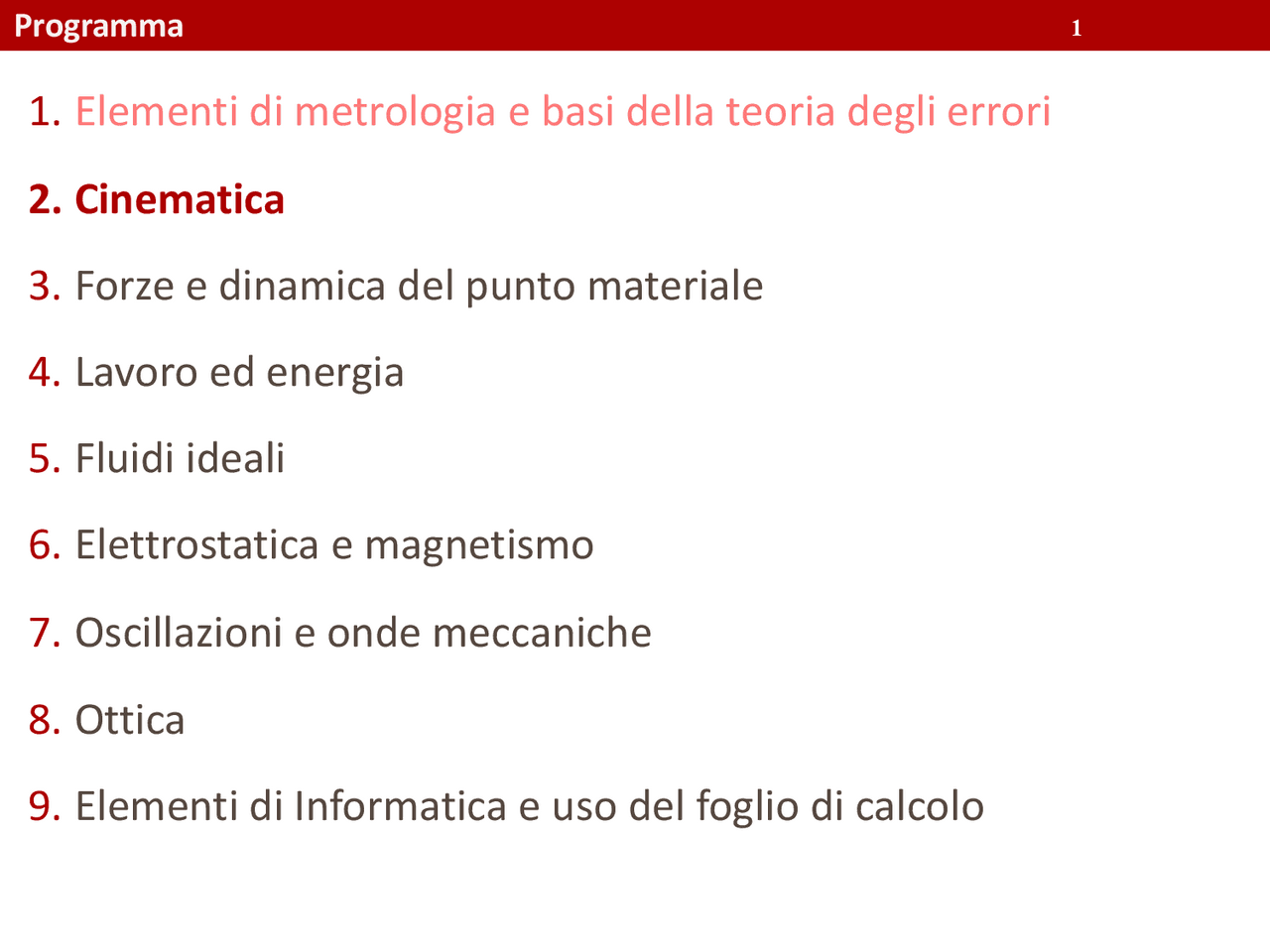 CINEMATICA di fisica | Schemi e mappe concettuali di Fisica | Docsity