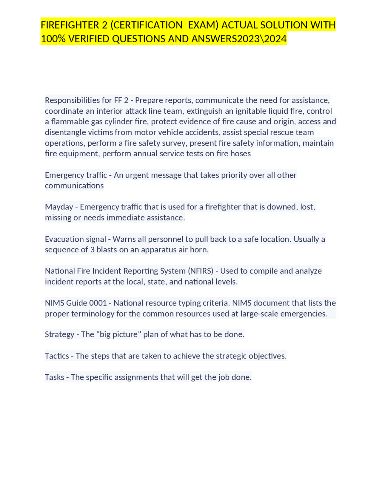 NIMS Guide for Emergency Responders: Firefighting Terms and Procedures ...