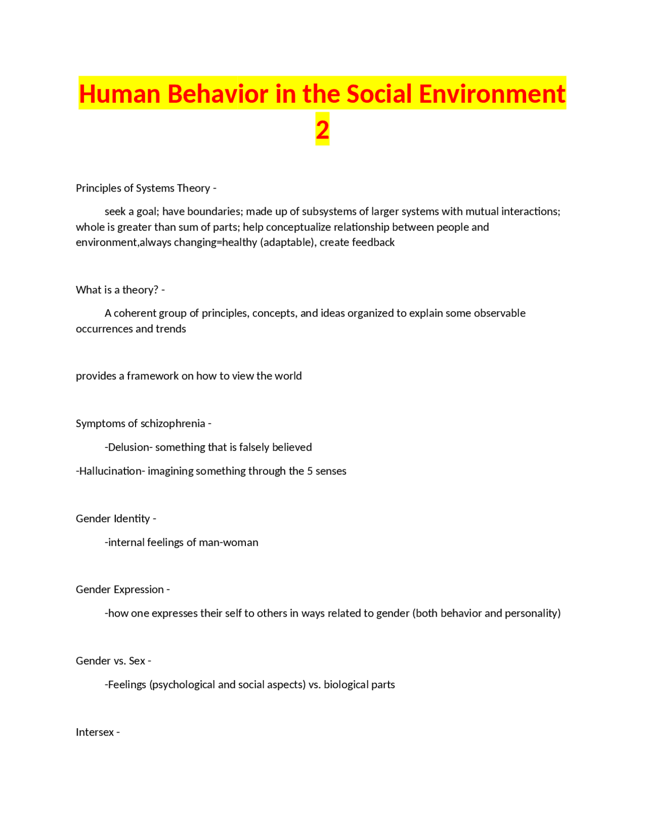 Principles of Human Behavior and Development: Systems Theory, Gender ...