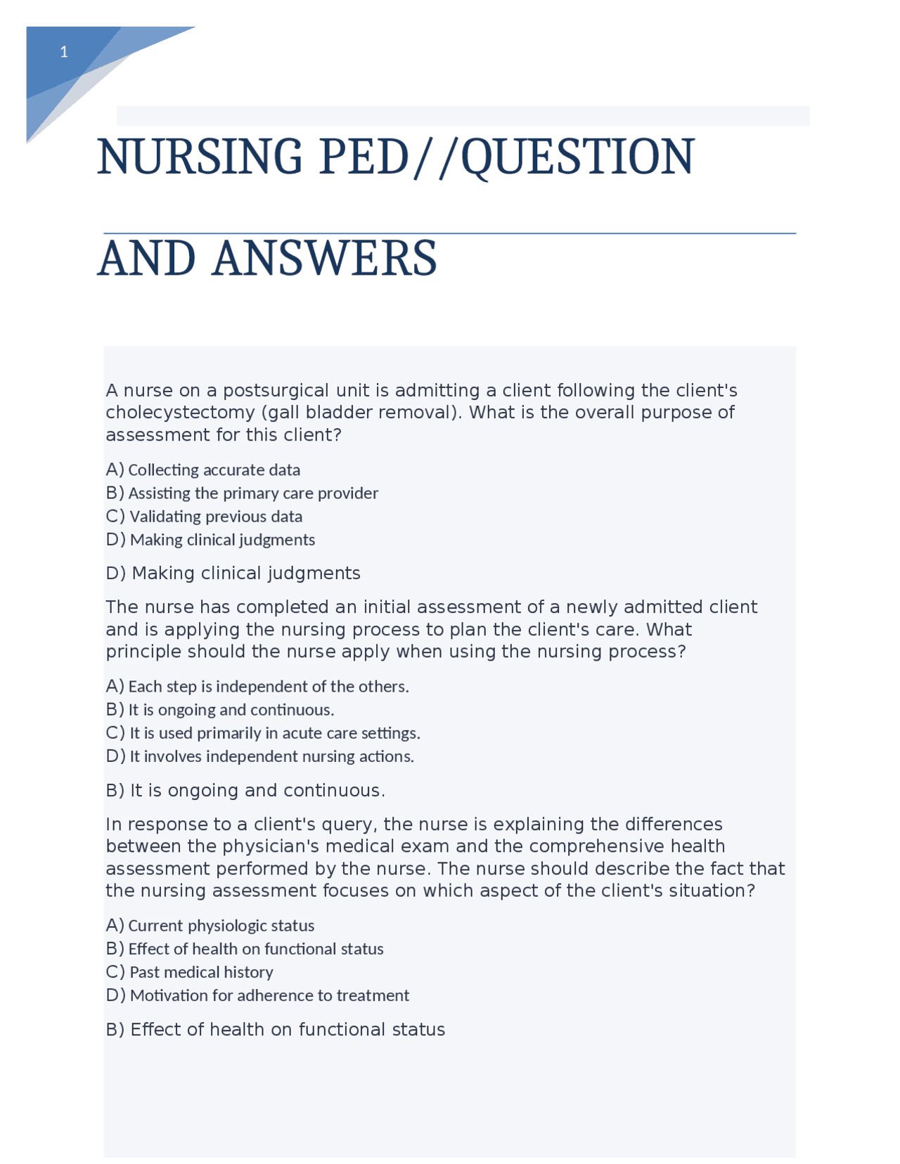 Nursing Assessment: Purpose, Process, and Techniques | Exercises ...