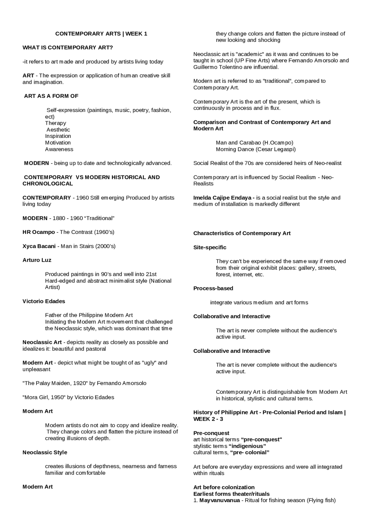 this is reviewer for conphil arts 3rd quartee | Summaries Visual Arts ...