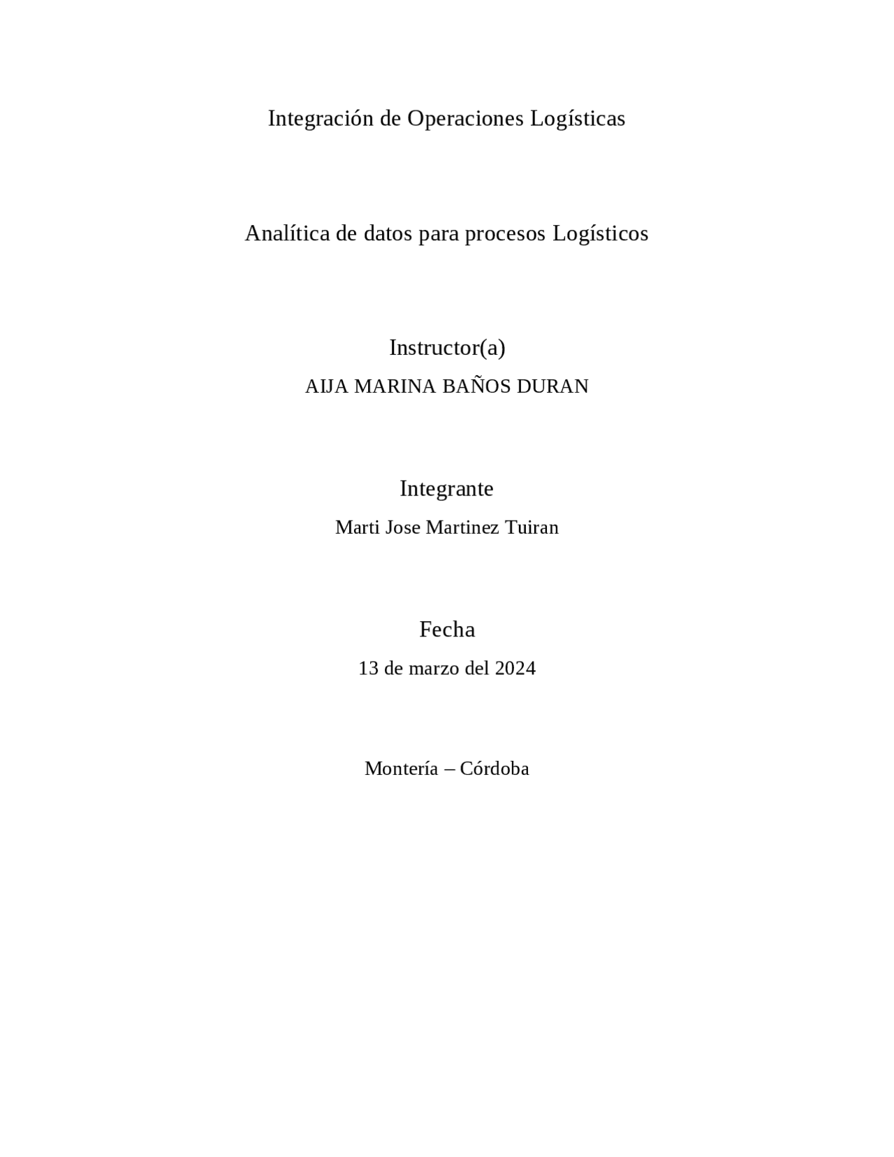 BASE DE DATOS DE ANALISIS | Guías, Proyectos, Investigaciones de Logística | Docsity