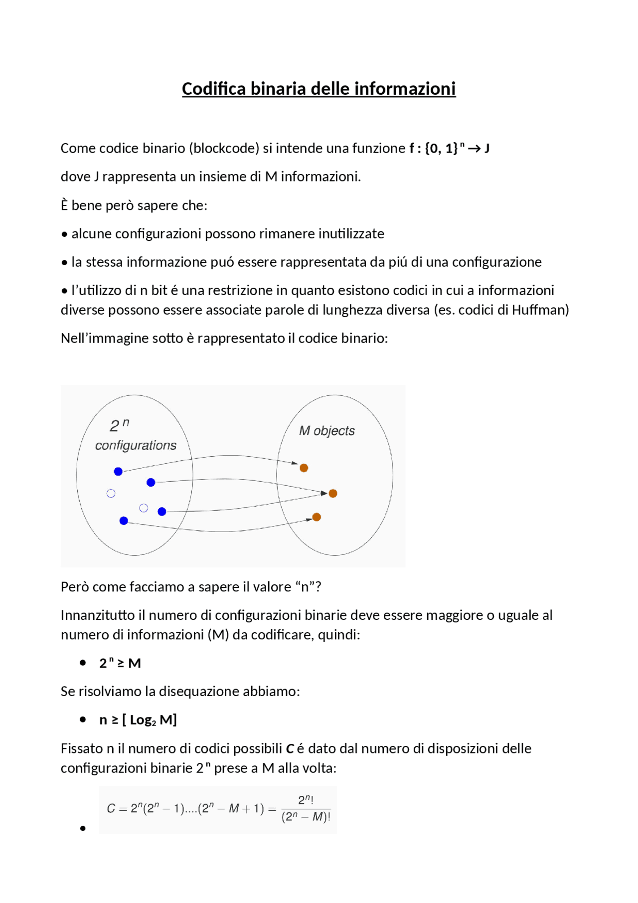 Codifica binaria delle informazioni: calcolare il numero di bit e i codici possibili | Appunti ...