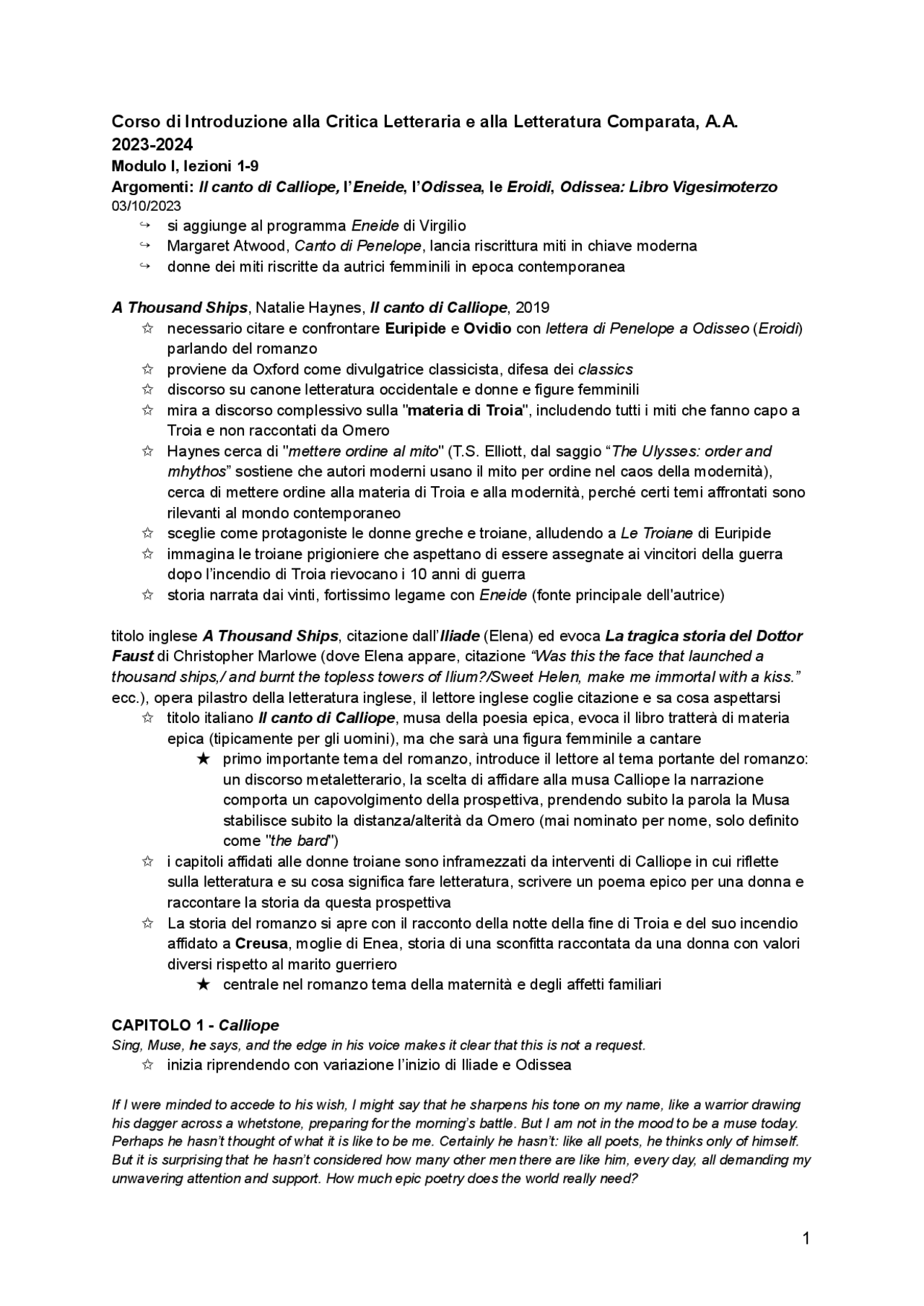 Appunti Critica Letteraria e Letterature Comparate A.A. 2023-2024 | Appunti di Letterature ...