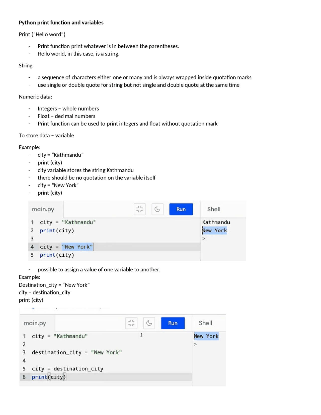 Python Print Function And Variables | Study notes Computer Programming ...