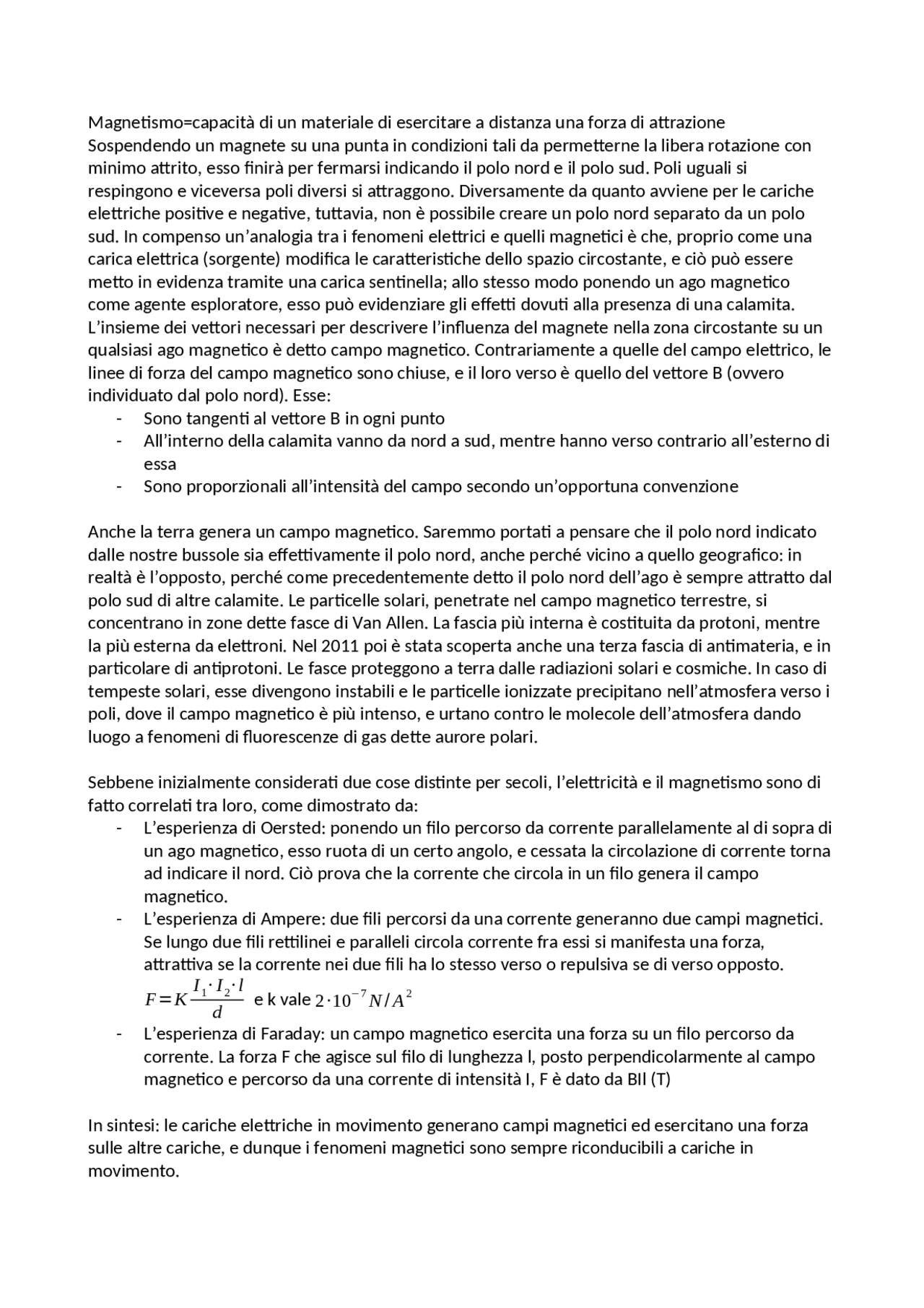 Il magnetismo (introduzione) | Appunti di Fisica | Docsity