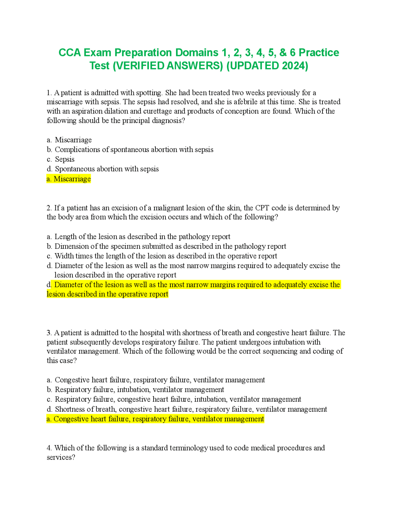 CCA Exam Preparation Domains 1, 2, 3, 4, 5, _ 6 Practice Questions And ...