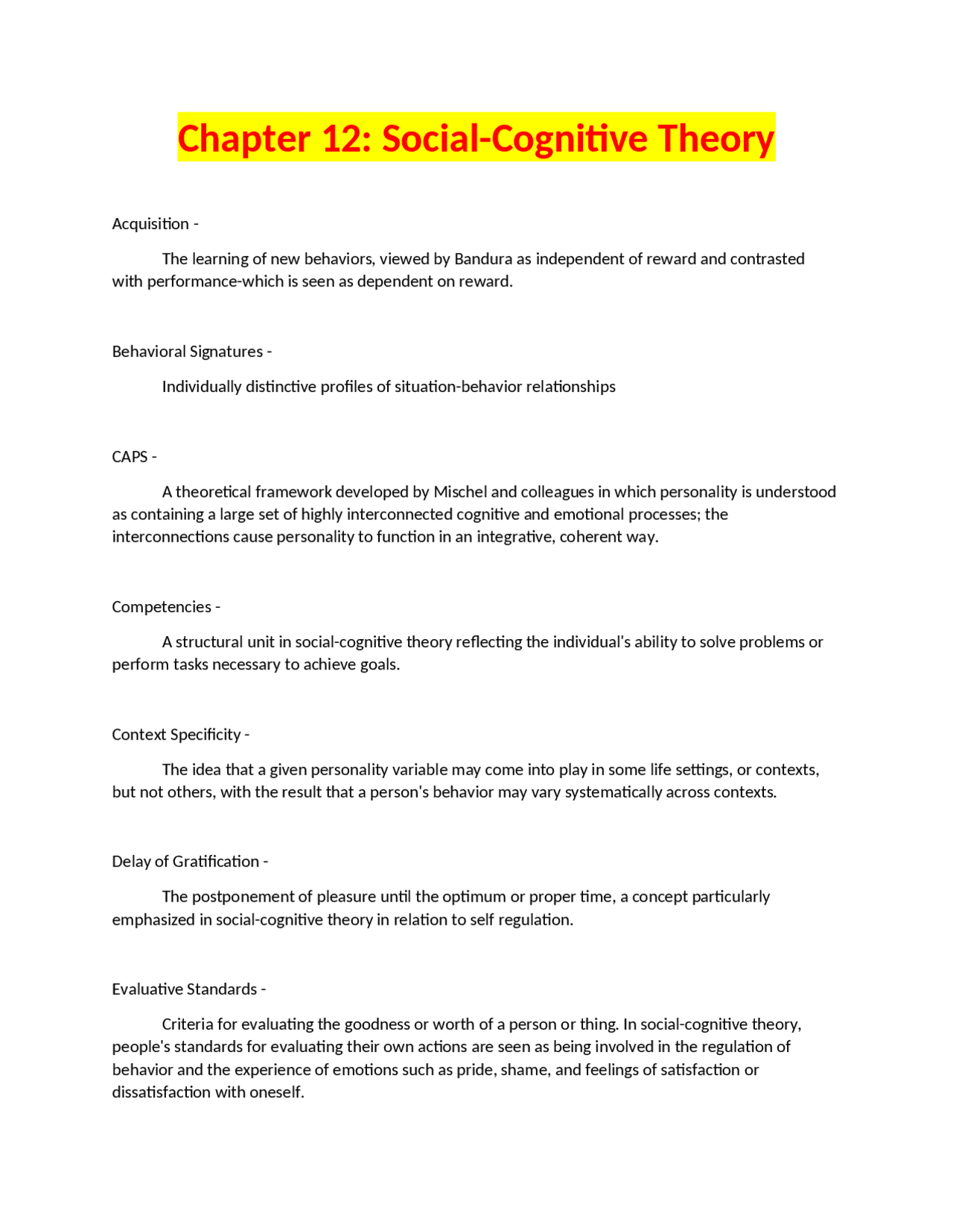 Social-Cognitive Theory: Key Concepts and Processes | Exams Psychology ...