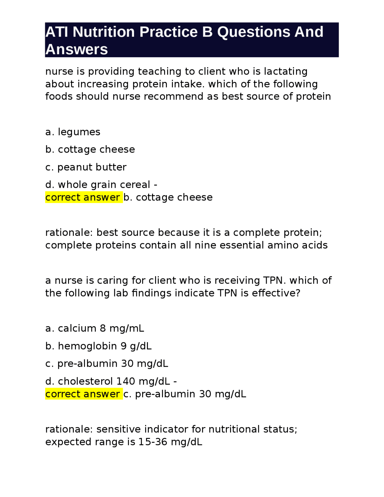 Nutrition Exam: Assessing Client Needs & Dietary Recommendations ...