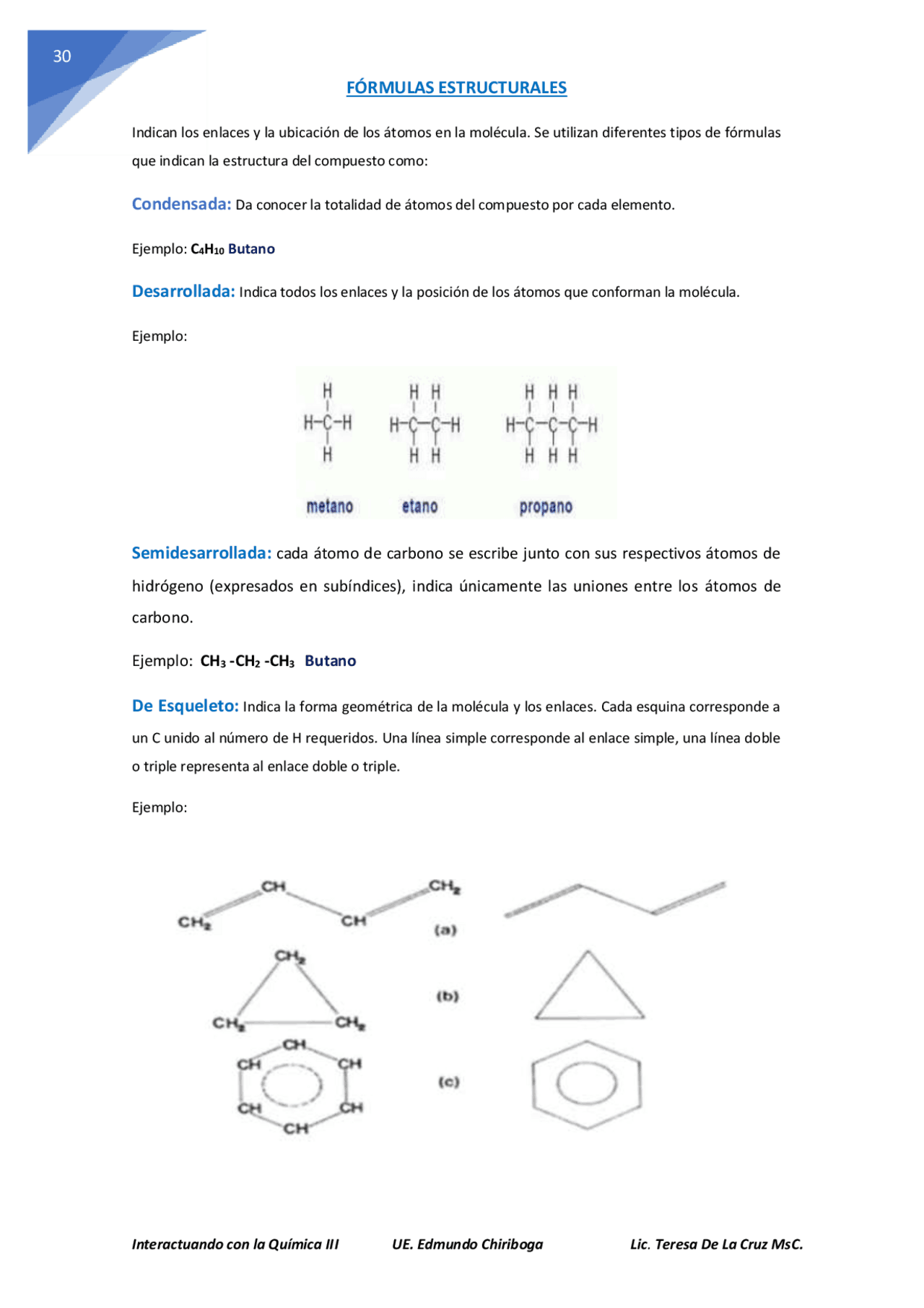 Fórmulas químicas estructurales | Apuntes de Química | Docsity