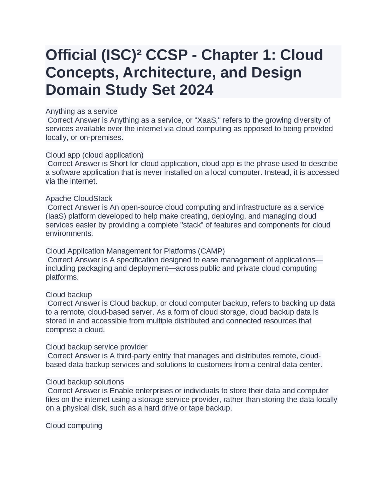 CCSP Ch. 1: Cloud Concepts & Architecture - Anything as a Service & Related Terms | Exams ...