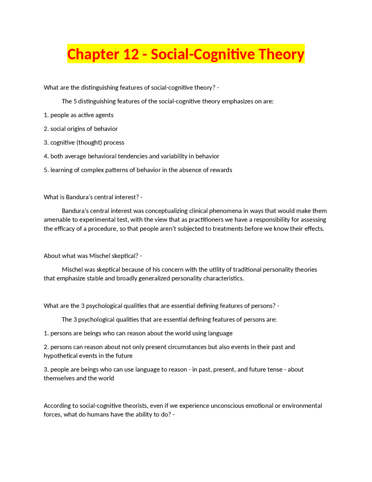 Social-Cognitive Theory: Key Concepts and Features | Exams Psychology ...