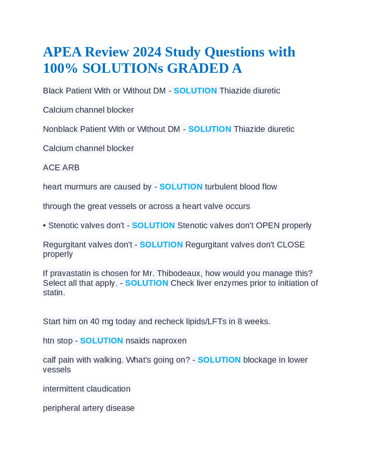 APEA Review 2024 Study Questions with 100% SOLUTIONs GRADED A | Exams ...