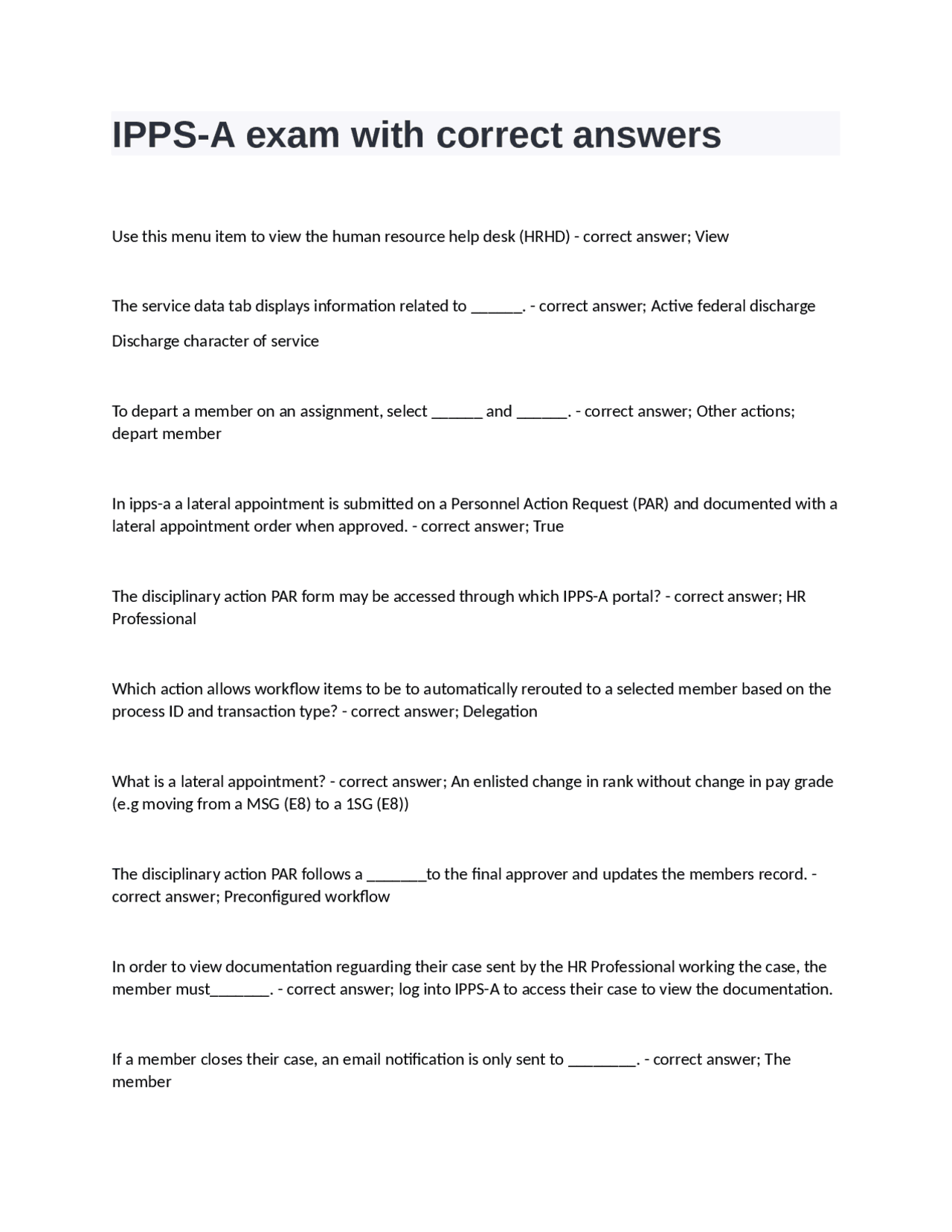 IPPS-A Exam: Answers and Definitions | Exams Social structure and ...