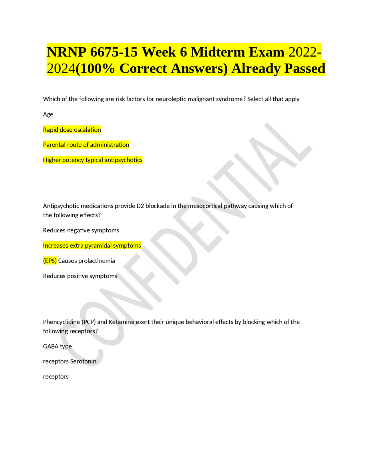 NRNP 6675-15 Week 6 Midterm Exam 2022-2024(100% Correct Answers ...
