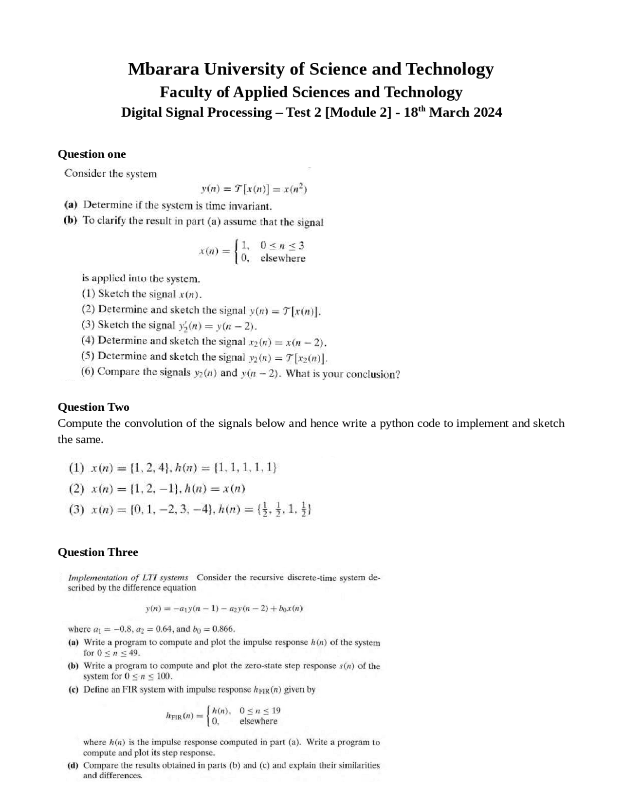 Digital signal processing module 2 | Assignments Digital Signal Processing | Docsity