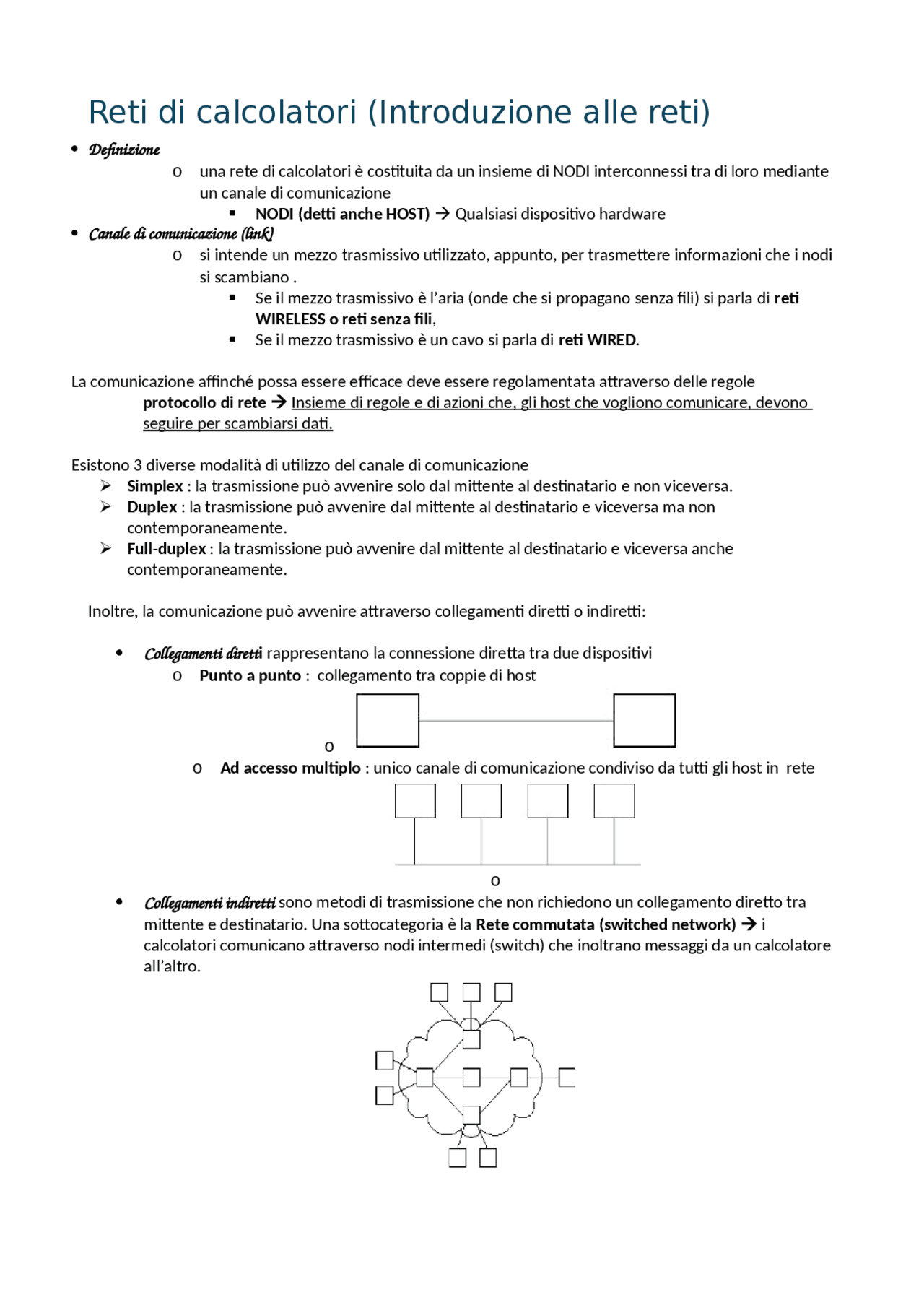 Reti di calcolatori - | Sbobinature di Reti Di Calcolatori | Docsity