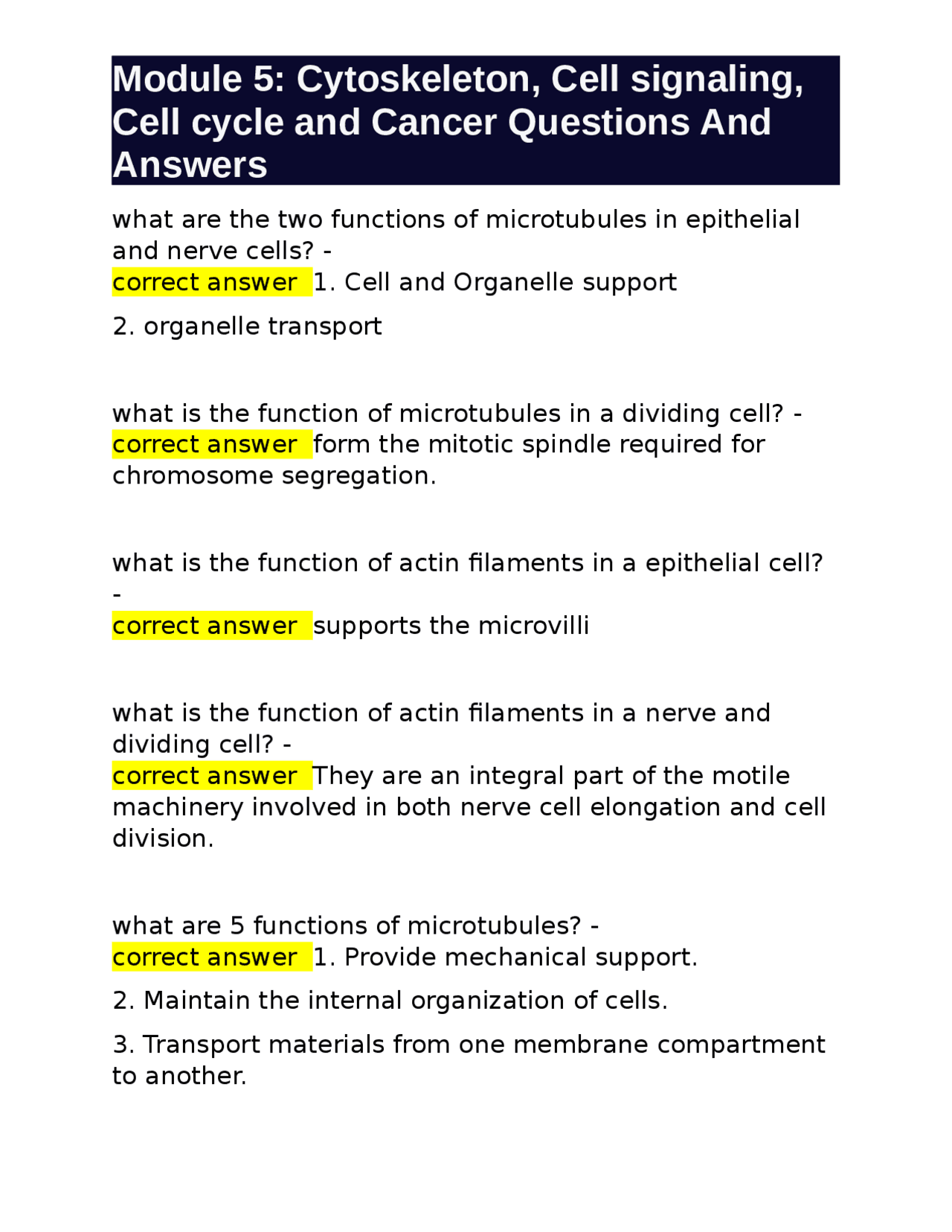 Cytoskeleton, Cell Signaling and Cell Cycle: A Comprehensive Study Guide | Exams Cell Biology ...