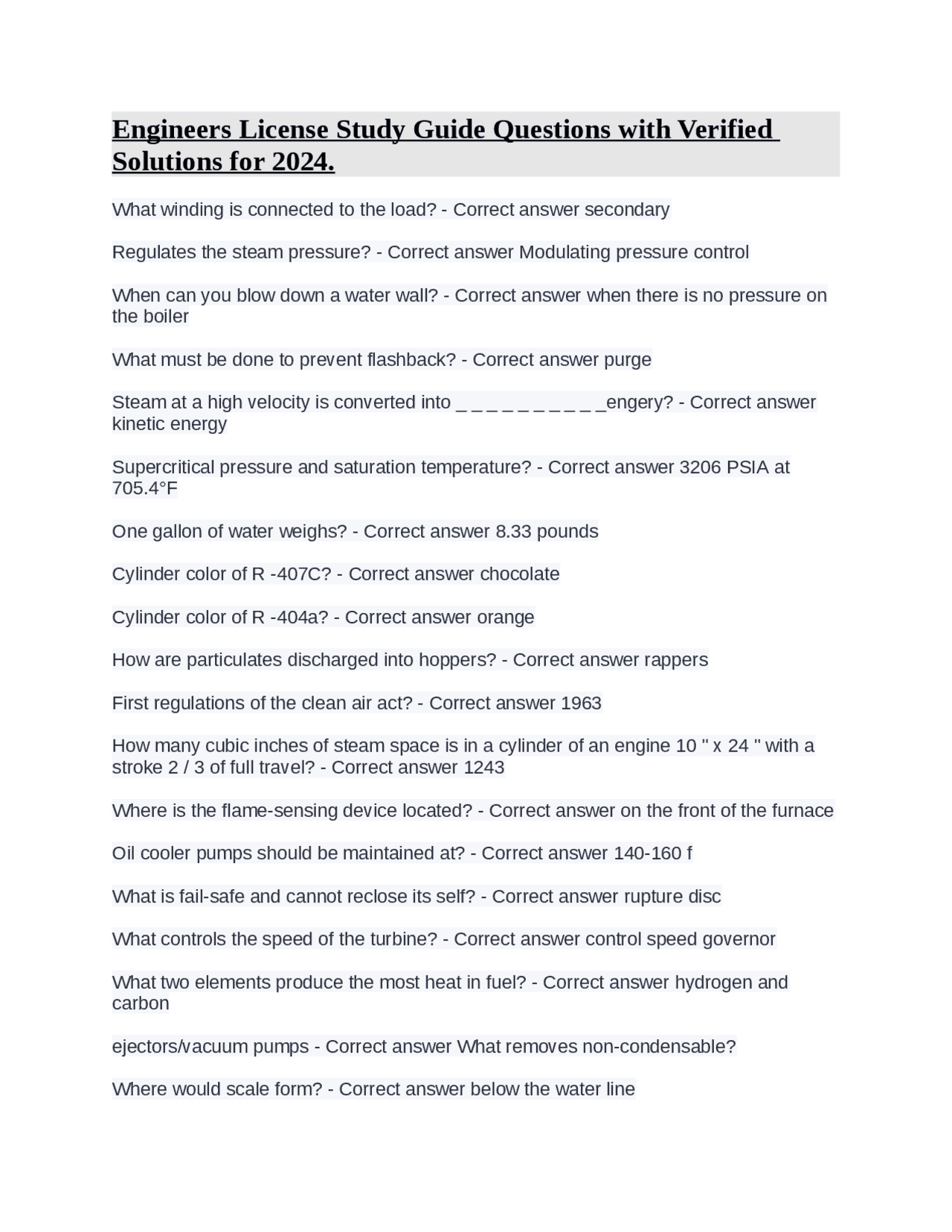 Engineers License Study Guide Questions with Verified Solutions for ...