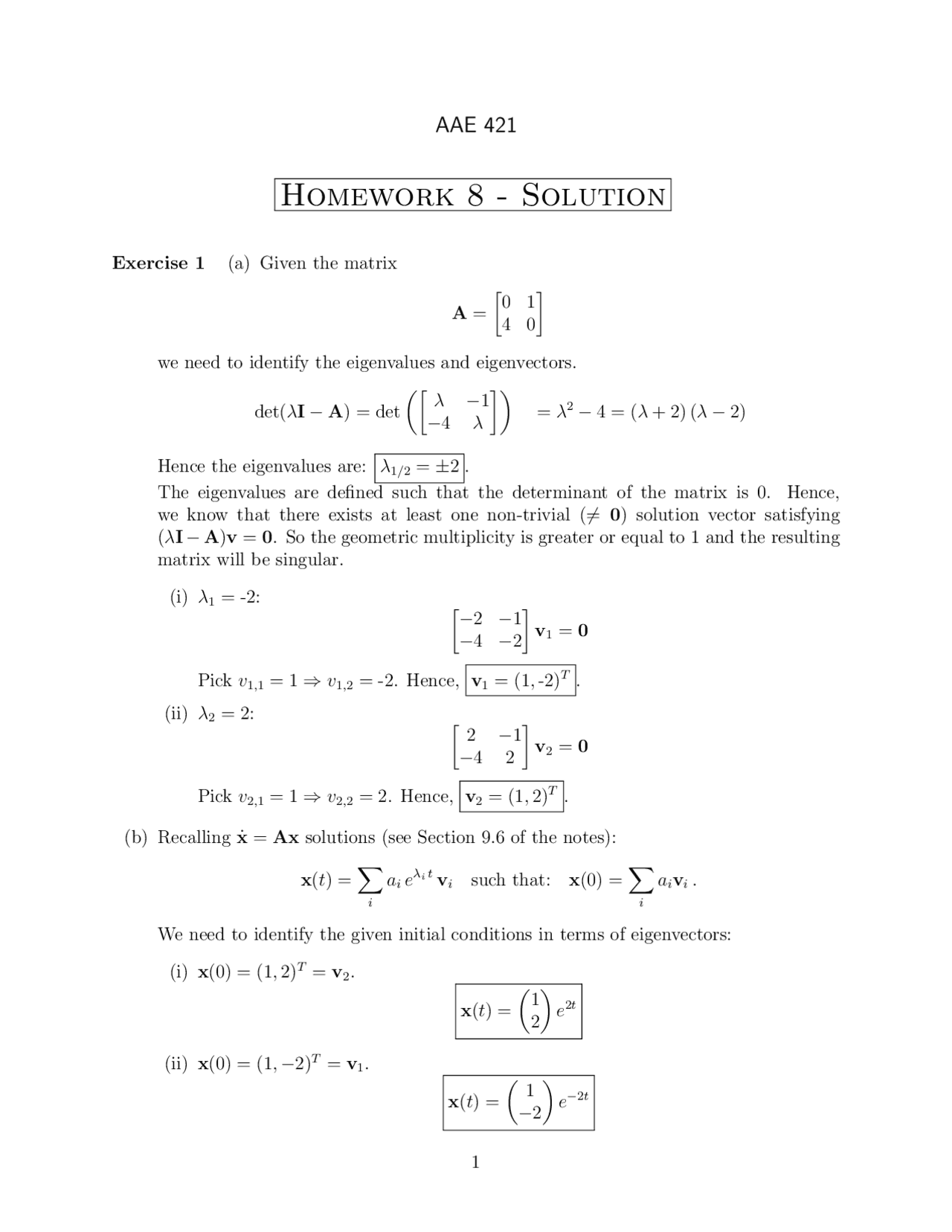 AAE 421000 HW 8 SOLUTIONS | Exercises Aerospace Engineering | Docsity