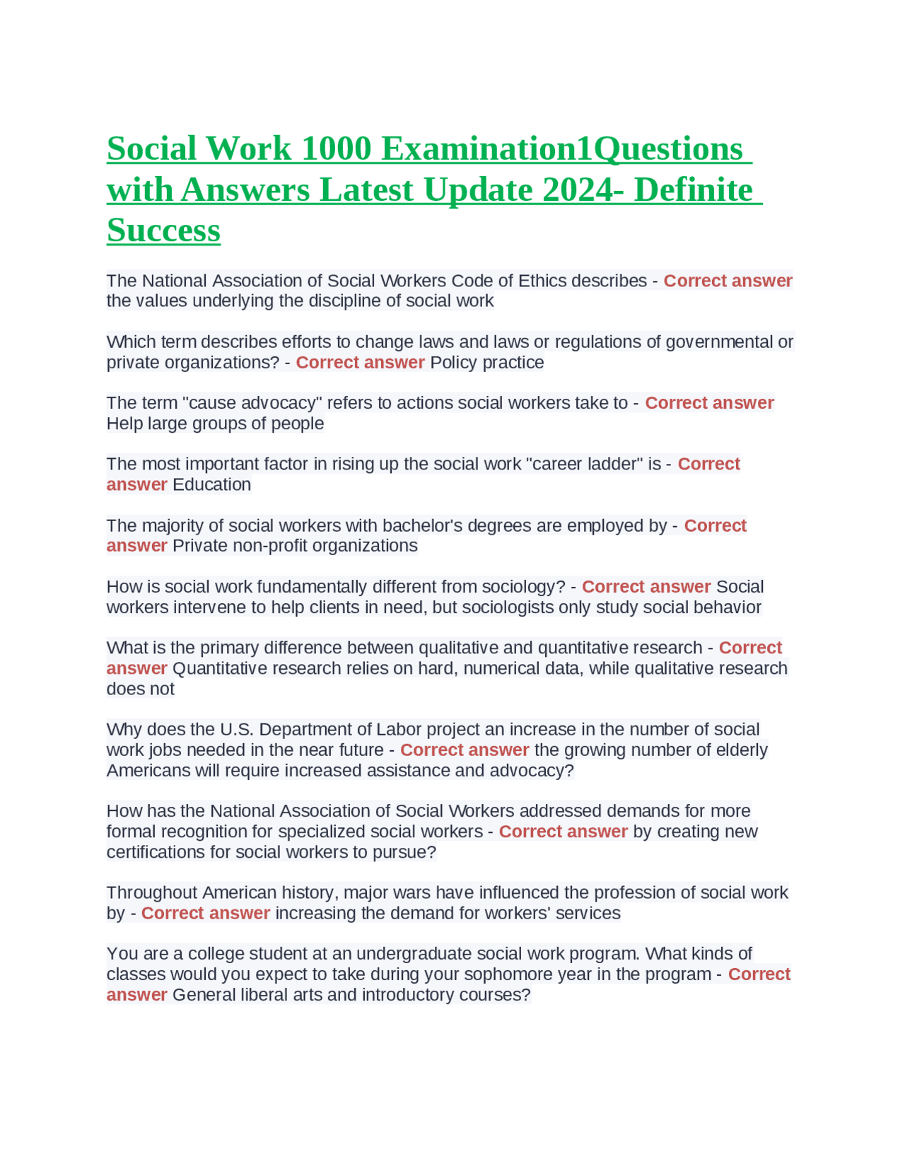 2024 Social Work Exam: Understanding Social Work Fundamentals | Exams ...