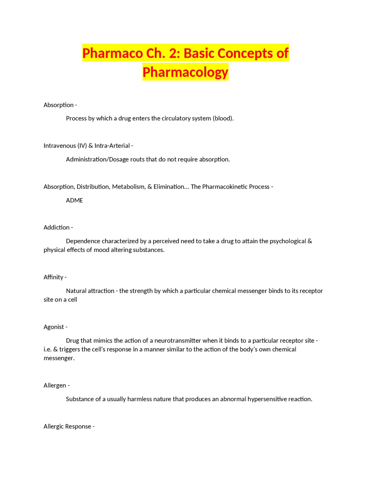 Pharmacology Basics: Absorption, Addiction, Receptors, and ...