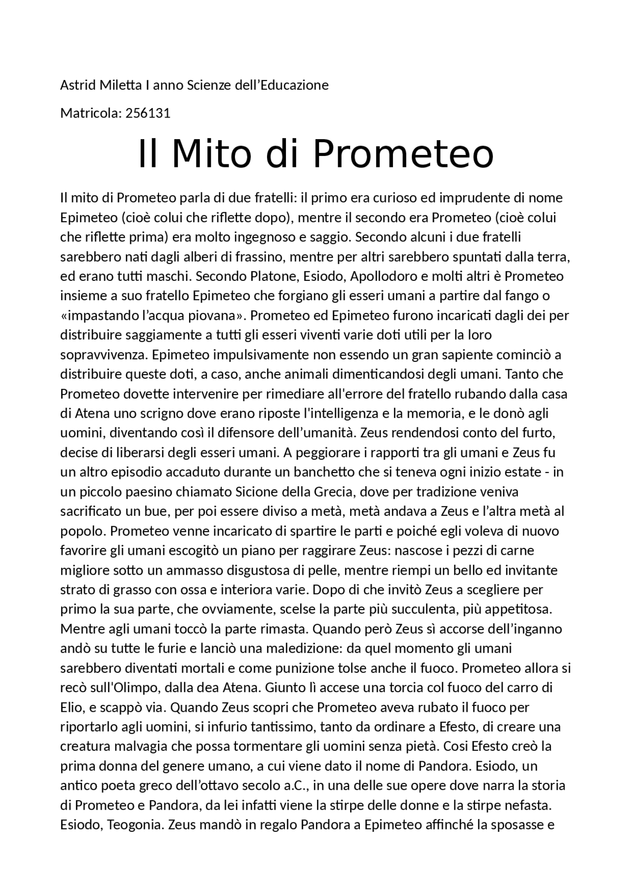 Il mito di prometeo. | Sintesi del corso di Storia della filosofia ...