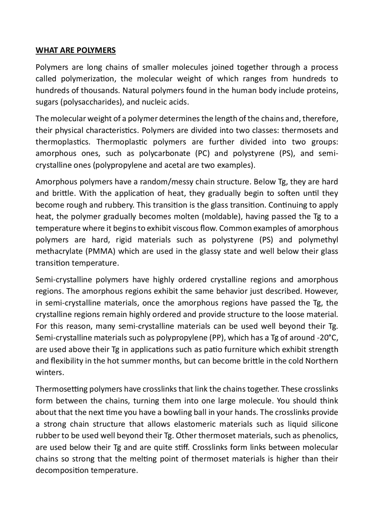 Polymers introduction | Summaries Chemistry | Docsity