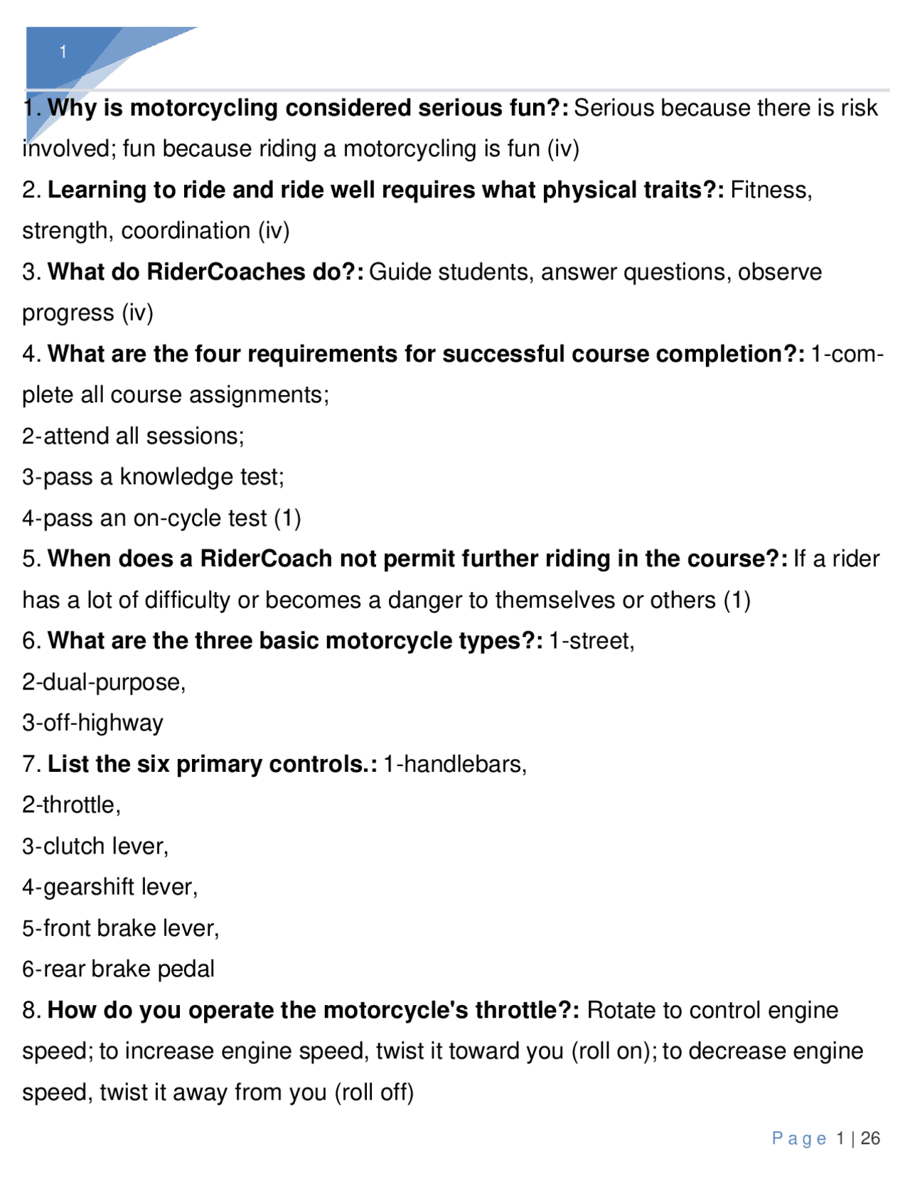 Motorcycle Safety: Techniques, Gear, and Road Hazards | Exams Physical ...